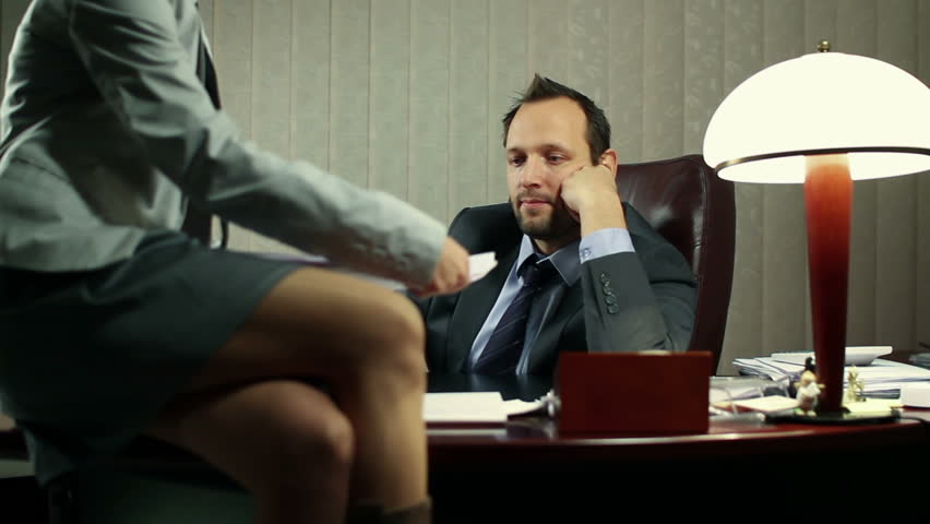 Boss In Office Flirting With Cute Secretary Getting Angry Stock Footage