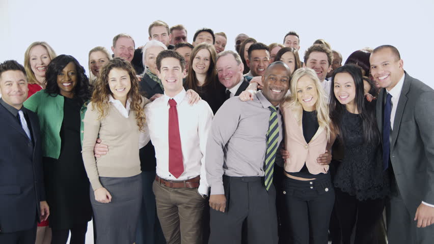 Portrait Of A Large Group Of Happy And Diverse Business People Who Are