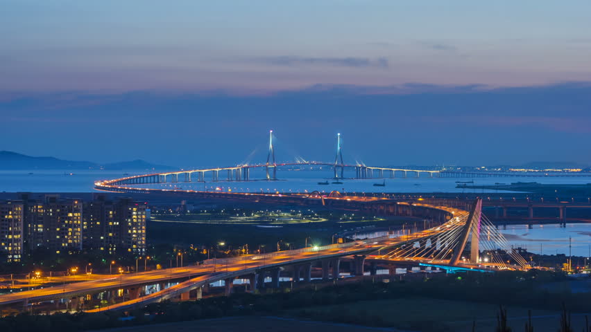 Stock Video Clip of Time lapse of incheon bridge in Seoul,South ...