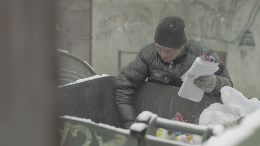 Footage Of Homeless Man Going Through Garbage To Find Something To Eat ...