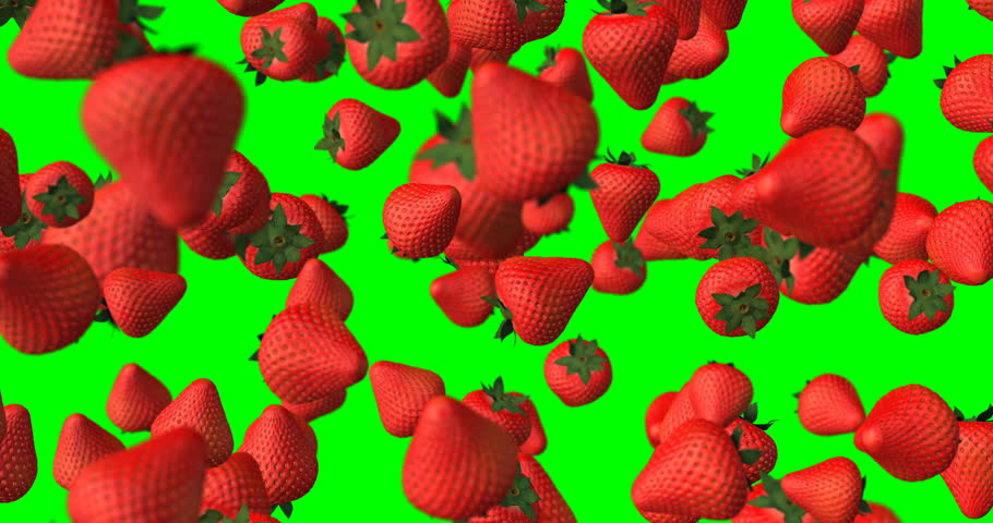 Strawberries Falling Green Screen Stock Footage Video (100% Royalty ...
