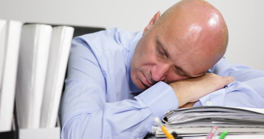 Pan Right Accountant Sleeping Overworked Stock Footage Video (100% ...