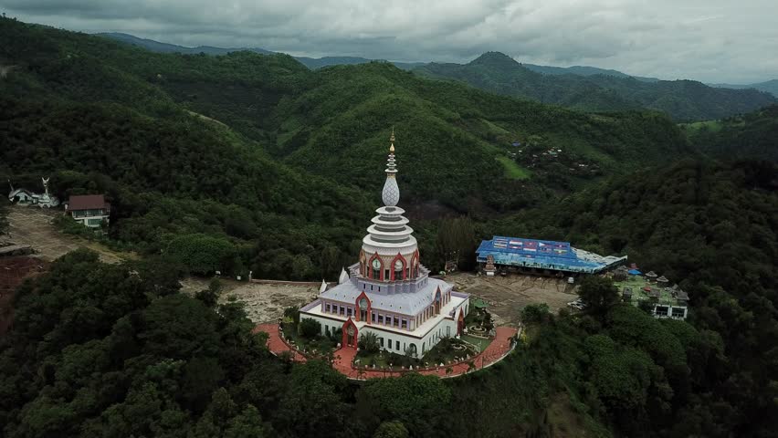 Aerial View Wat Thaton Temple Stock Footage Video (100% Royalty-free ...