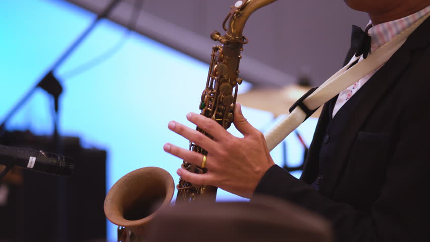 Close-up Musician Lead Saxophone Keyboard Stock Footage Video (100% ...