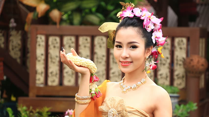 Thai Woman Salute Of Respect In Traditional Costume Of Thailand Stock ...