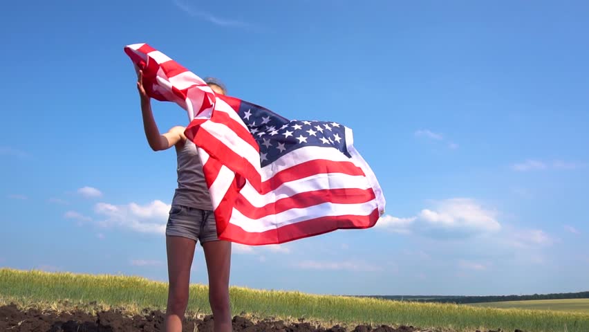 Female Throws Usa Flag in Stock Footage Video (100% Royalty-free ...