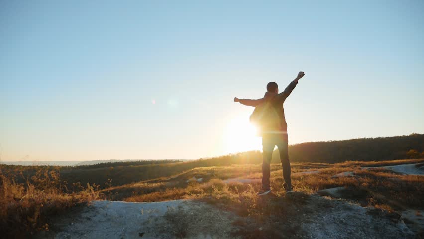Man Silhouette Striving for Success Stock Footage Video (100% Royalty ...
