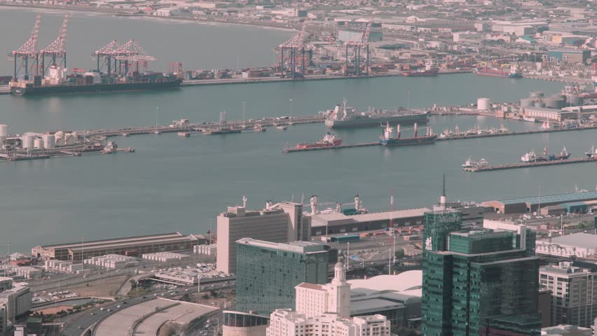 View of Table Bay with ship in Cape Town, South Africa image - Free ...