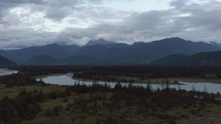 Landscape with mountains with trees in British Columbia, Canada image ...
