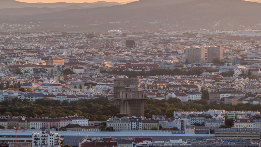 Sunset and city views with towers in Vienna, Austria image - Free stock ...
