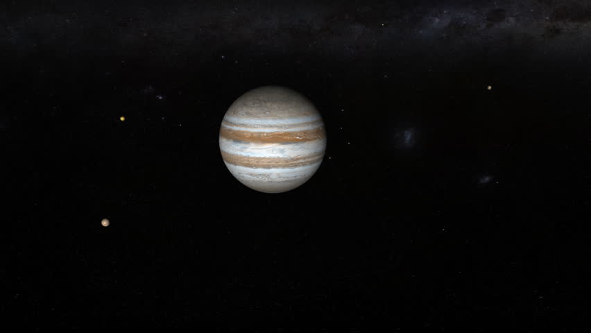 Planet Jupiter With Moons 4K. Camera Flight By The Planet. Texture Maps ...