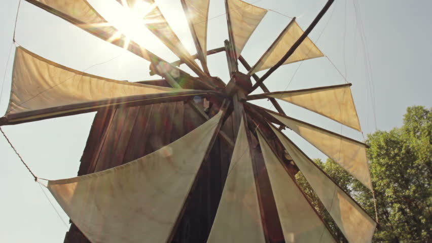 Old Windmill with Cloth Sails Stock Footage Video (100% Royalty-free ...