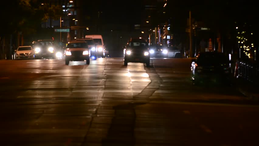 Traffic Driving On A City Street At Night Time Lapse Stock Footage ...