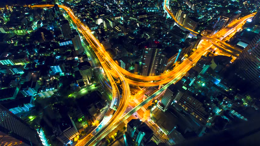 Day Becomes Night Over A Massive Highway Intersection In Shinjuku ...