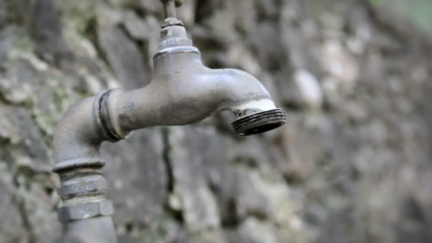 Dripping Tap Old Faucet Fountain With A Baby Boy. Old Faucet Dripping ...