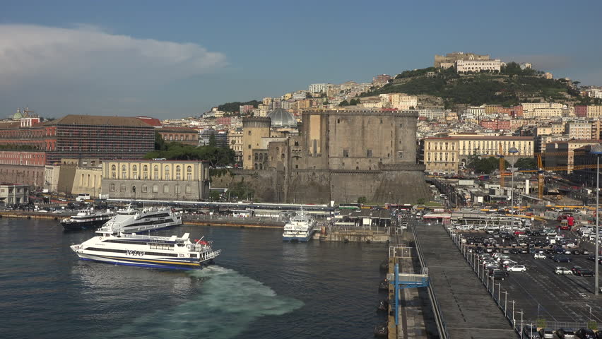 NAPLES, ITALY - FEBRARY 2015: View To Naples Harbor City Port, Largest ...