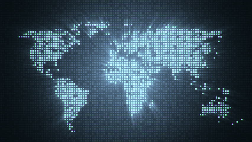 Animation Of Flicker And Slow Motion Particles In Digital World Map ...