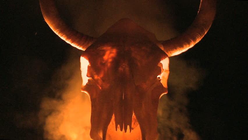 Cow Skull With Flames And Fire - Clip 1 Stock Footage Video 1125808 ...