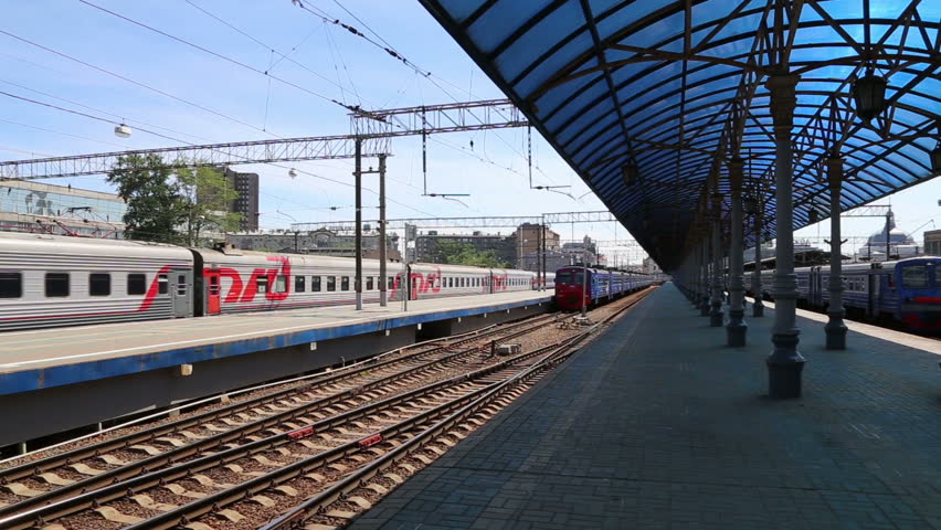 MOSCOW - CIRCA 2015 Train On Moscow Passenger Platform (Yaroslavsky ...
