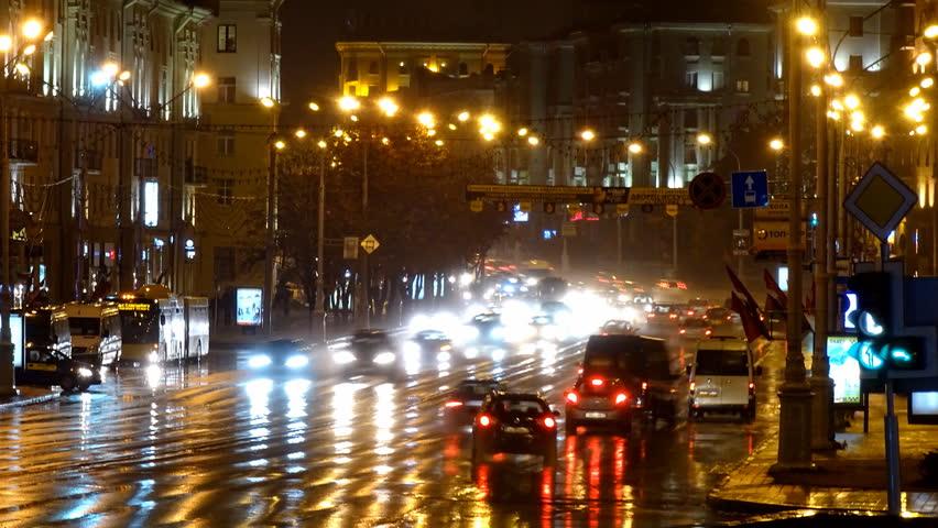 Timelapse of Night Rainy City Stock Footage Video (100% Royalty-free ...