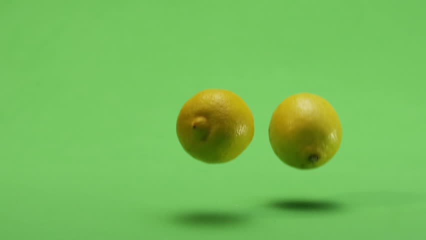 Lemons Falling. Green Screen. Slow Stock Footage Video (100% Royalty ...