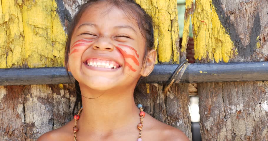 Cute Native Brazilians Having Fun At An Indigenous Tribe In The Amazon ...
