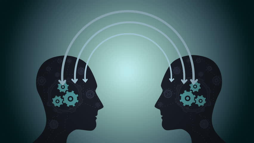 Digital Animation Of Thoughts Connecting In Brains With Cogs Stock ...