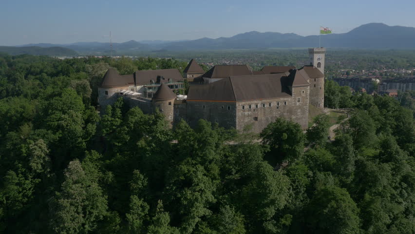 Caerphilly Castle In Background With Rolling Hills And Green Trees And ...