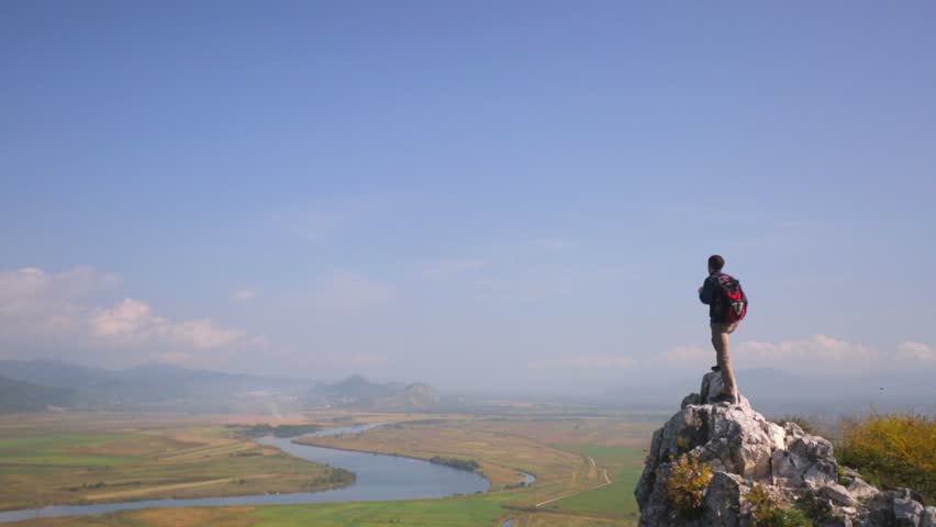 Hiker with a Backpack Reaching Stock Footage Video (100% Royalty-free ...