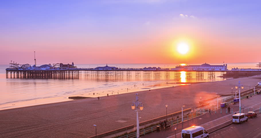 Brighton Pier Sunset,day to Night Stock Footage Video (100% Royalty ...