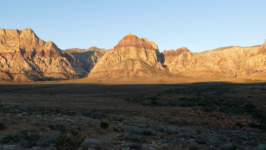 Dawn Light Movement Time Lapse On Desert Mountain Cliffs At Red Rock ...