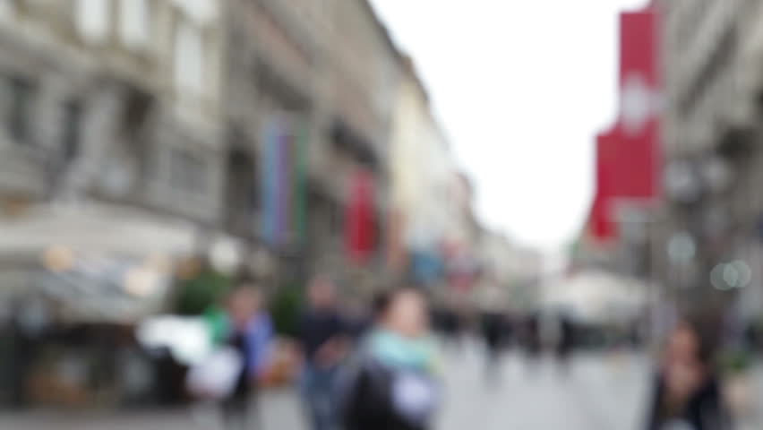 Unfocused Figures Of People Walking Through Milan Street, Italy Stock ...