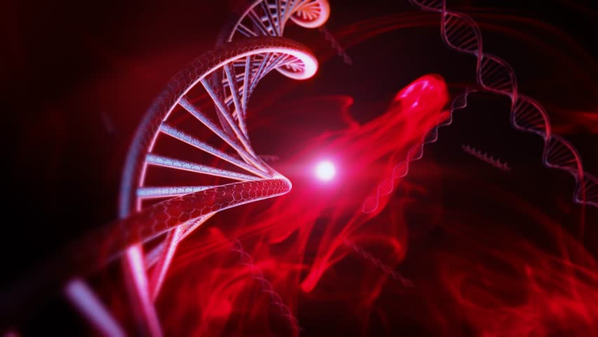 Red Dna Strand with Extreme Stock Footage Video (100% Royalty-free ...