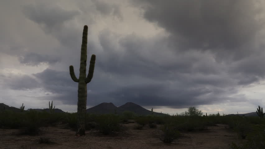 Time Lapse, Storm Clouds Swirl Across Arizona Desert Landscape, Giant ...