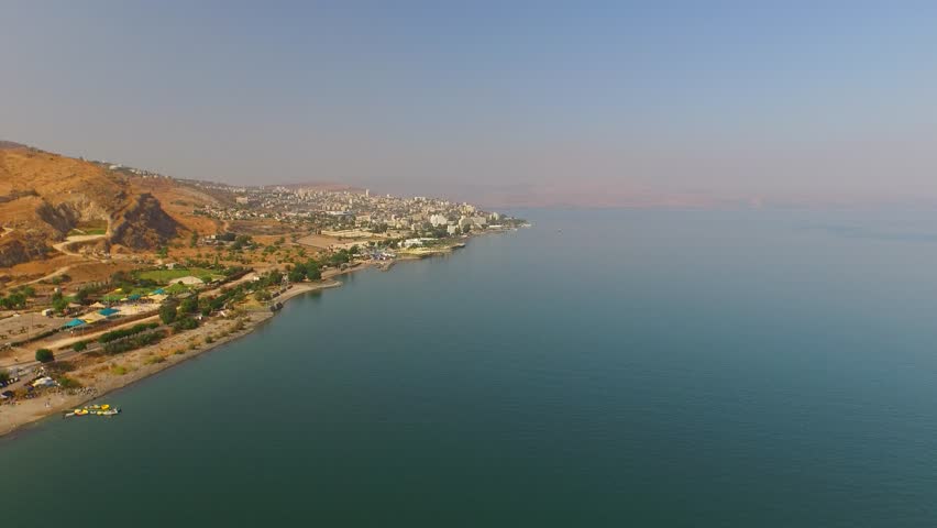 Stock video of tiberias, israel - beautiful 4k aerial | 12605336 ...