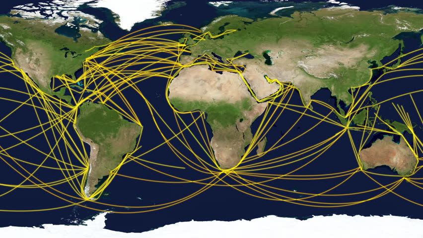 The World Trade, Global Shipping Routes Of Container. Stock Footage ...