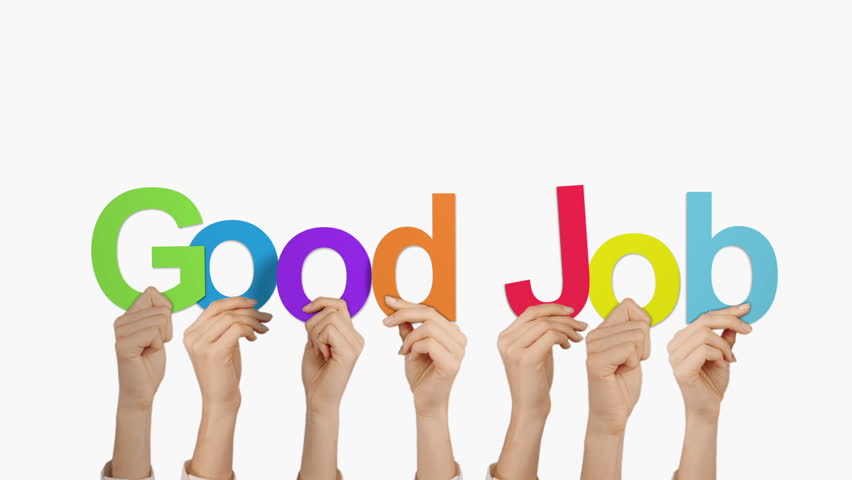 Hands Holding Up Good Job On White Background วิดีโอสต็อก 13334666 ...