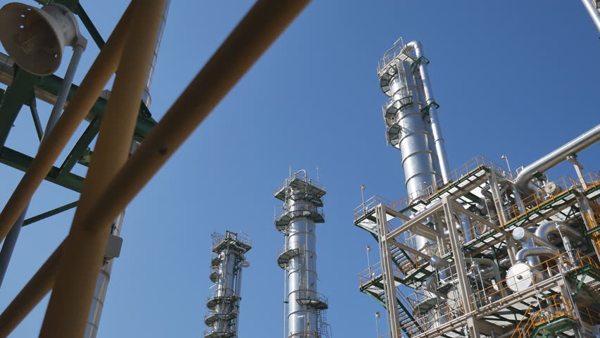 Refinery Tower and Steel Pipe Stock Footage Video (100% Royalty-free ...