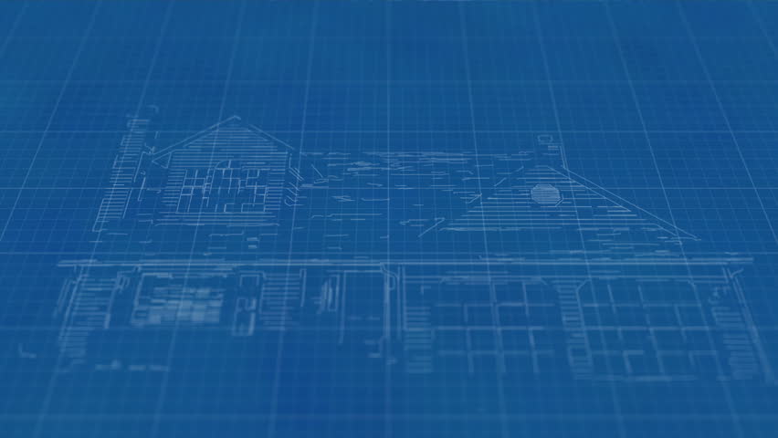 House Blueprint Sketch On Blue Graph Paper Animation Stock Footage ...