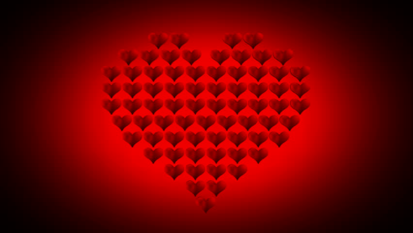 Many Animated Pink Small Hearts Expand And Contract To Form A Big Heart ...
