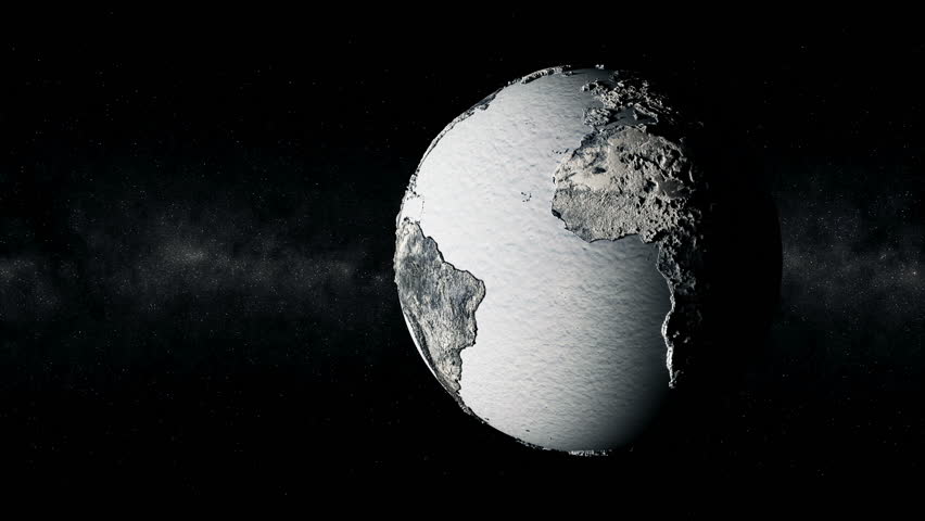 4K Seamless Looping Animation Of Frozen Earth Planet In Space. Global ...