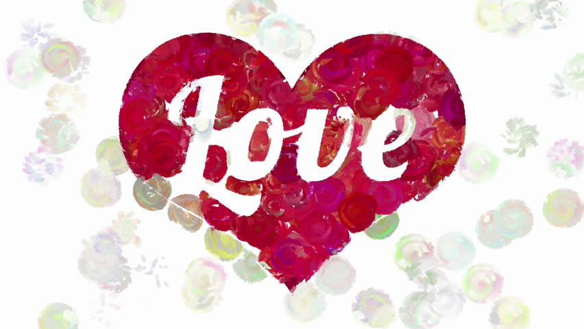 Love Inscription Inside Red Heart Symbol Forms By Abstract Animated ...