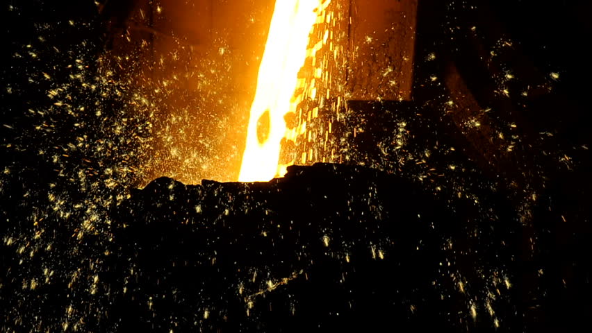 Stock video of molten metal poured from ladle into | 14238566 ...