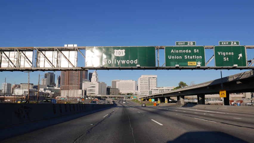 Los Angeles, California, USA - April 12, 2015: Driving Shot Of The Los ...