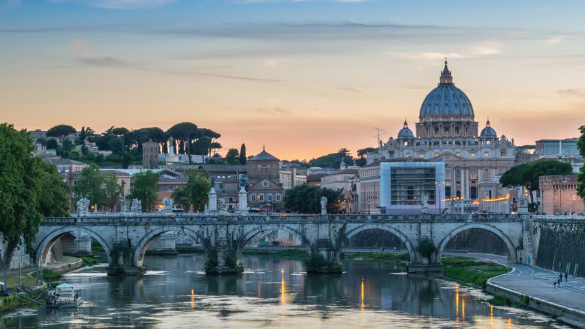 Rome Skyline Sunset Timelapse, Vatican, Stock Footage Video (100% ...