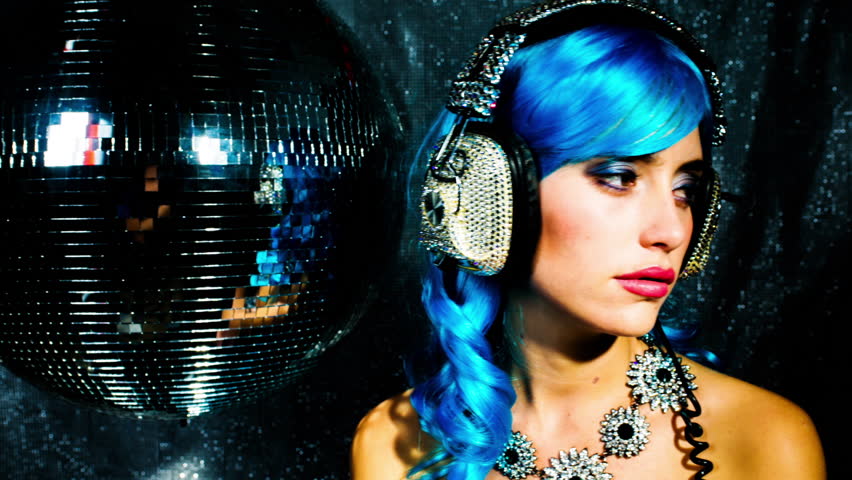 4k Stunning Sexy Disco Woman With Bling Crystal Covered Headphones ...