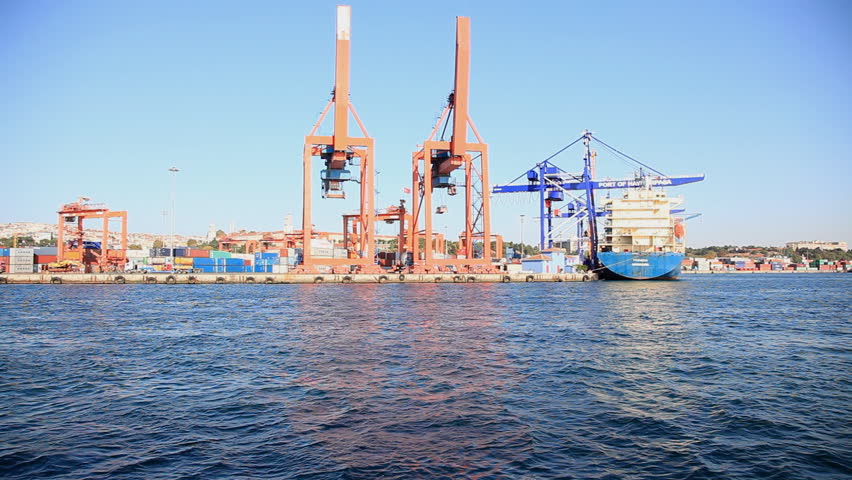 Container Ship and Harbor Activity Stock Footage Video (100% Royalty ...