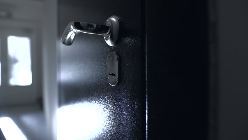 Key Unlocking Lock And Door Opening To A Bright Light. HD 1080. Alpha ...