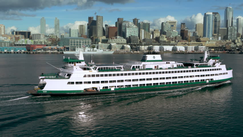 Ferry Boat Traveling Along Waterfront Stock Footage Video (100% Royalty ...