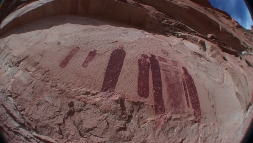 Stock Video Clip of A fisheye shot of mysterious ancient petroglyphs ...
